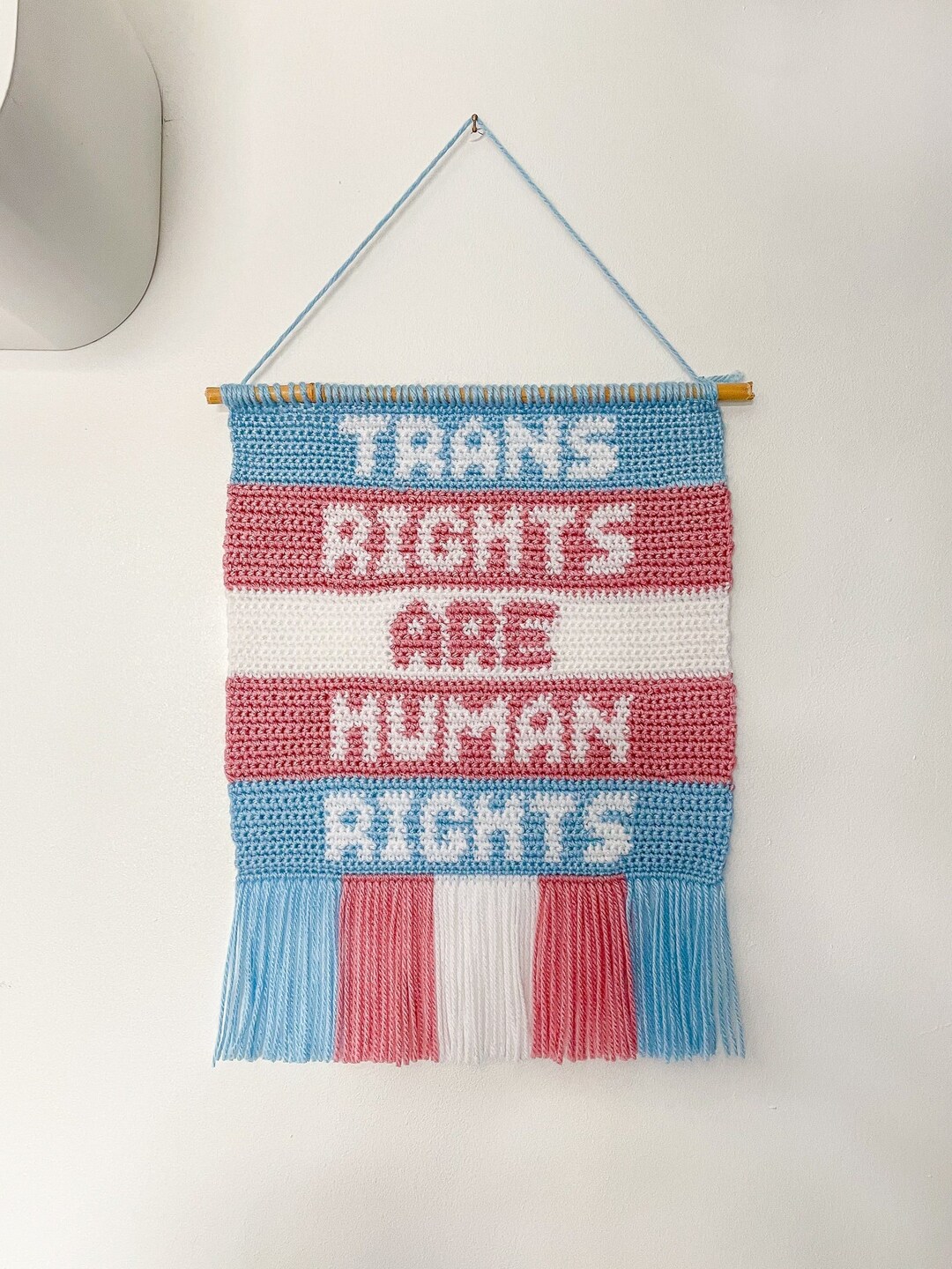Crochet Pattern, Trans Rights Wall Hanging, Crochet Wall Hanging ...