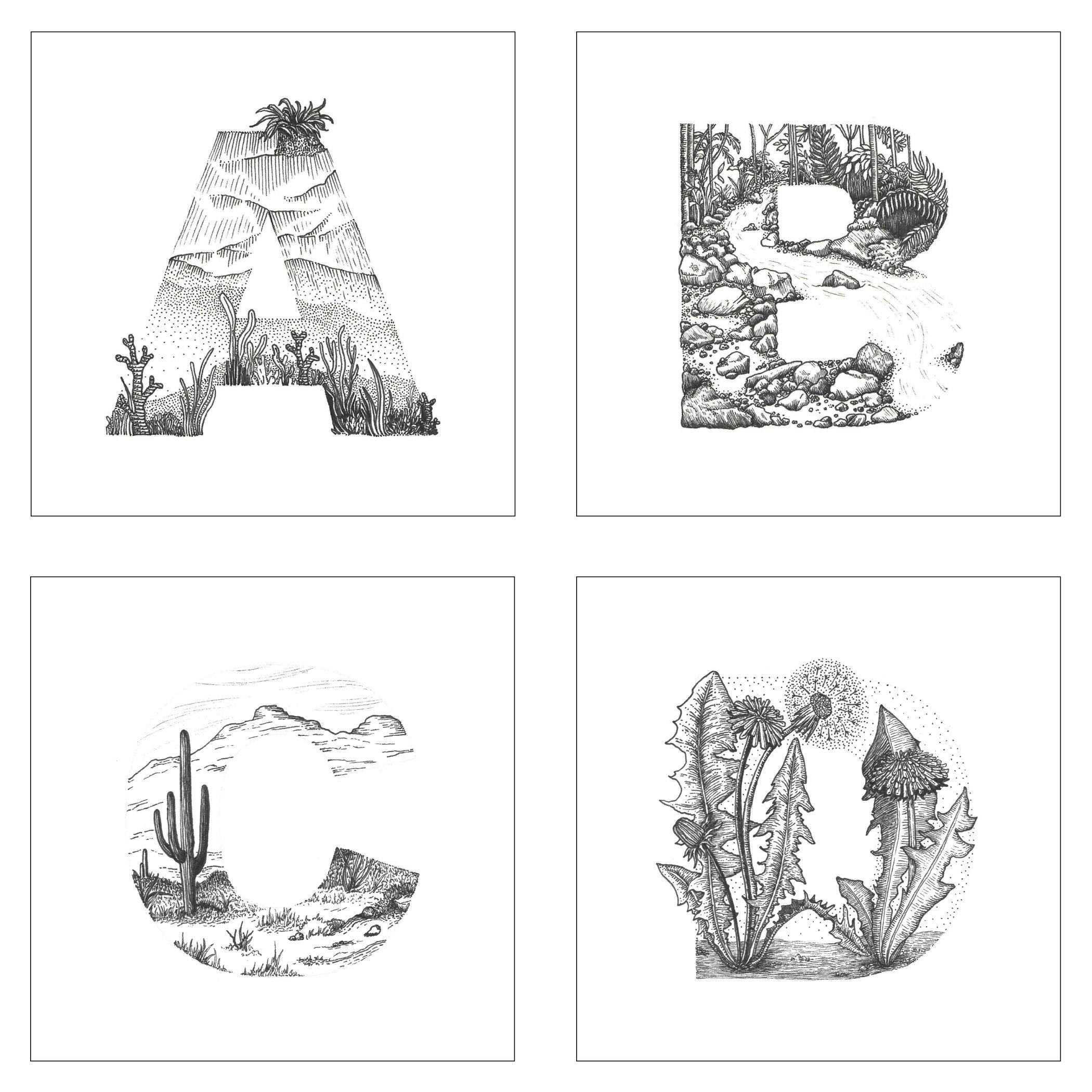 Ink-drawn Letter Prints - Etsy