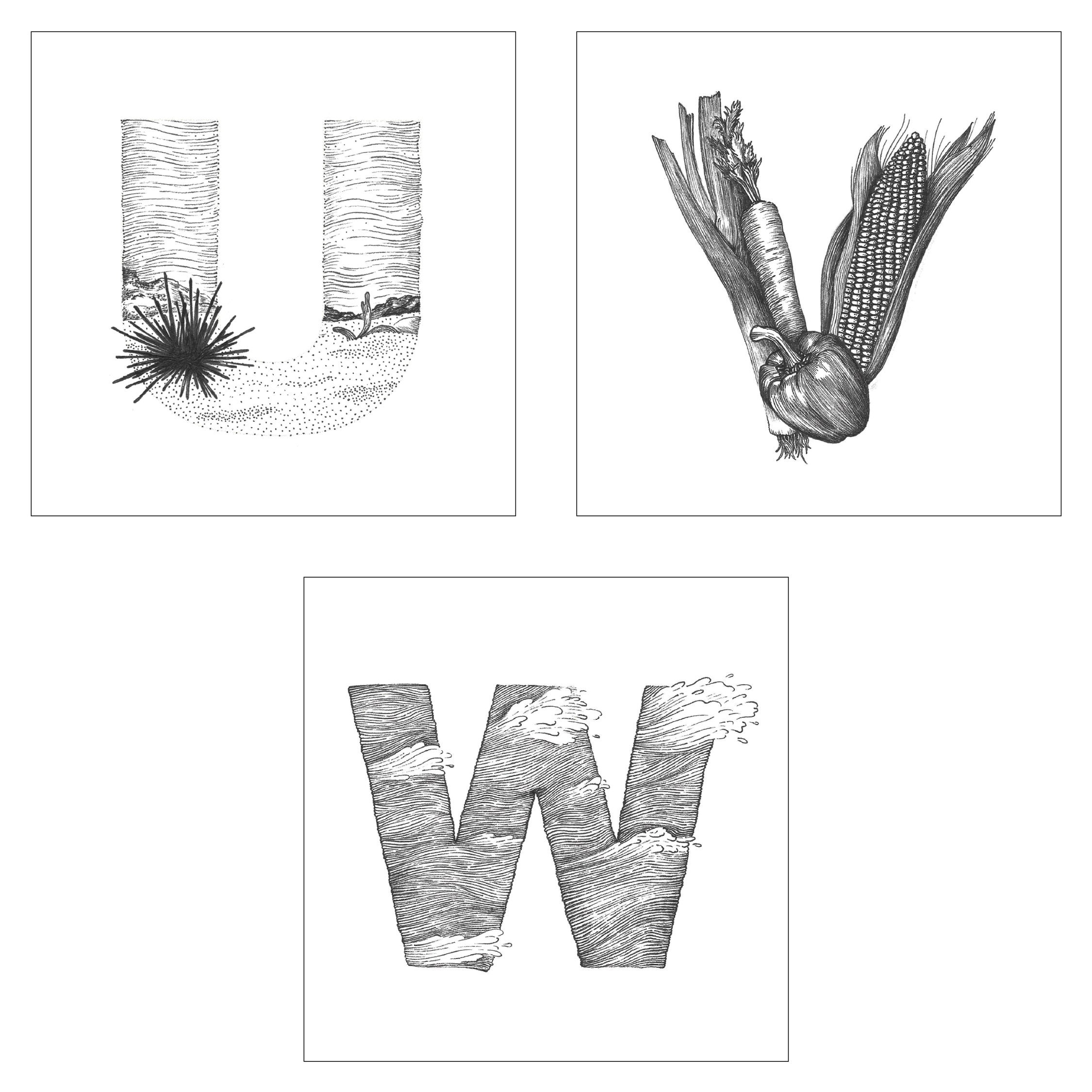 Ink-drawn Letter Prints - Etsy