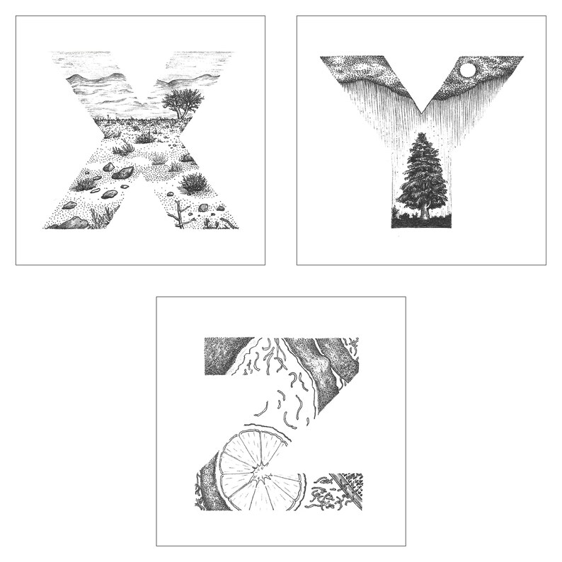 Ink-drawn Letter Prints - Etsy