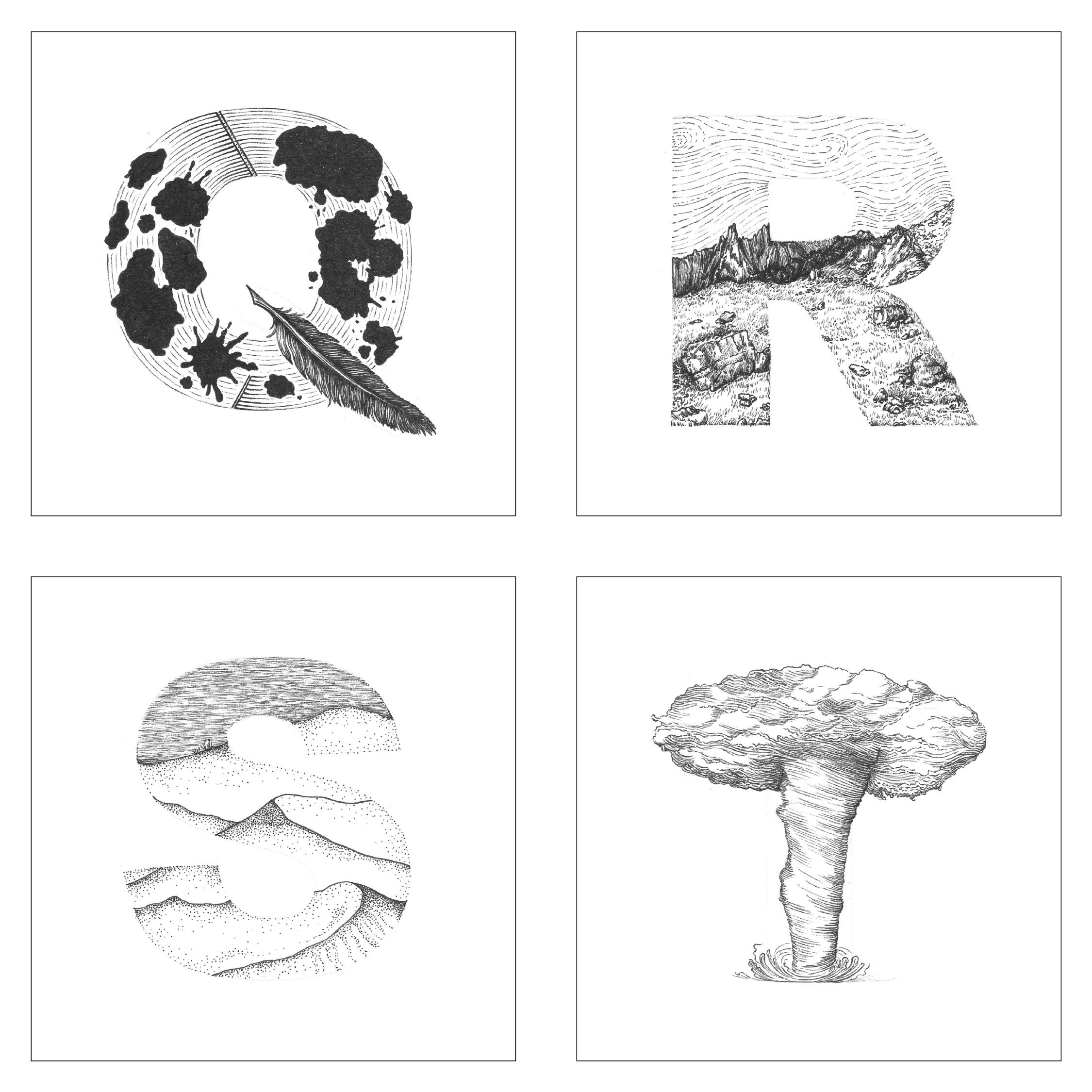 Ink-drawn Letter Prints - Etsy