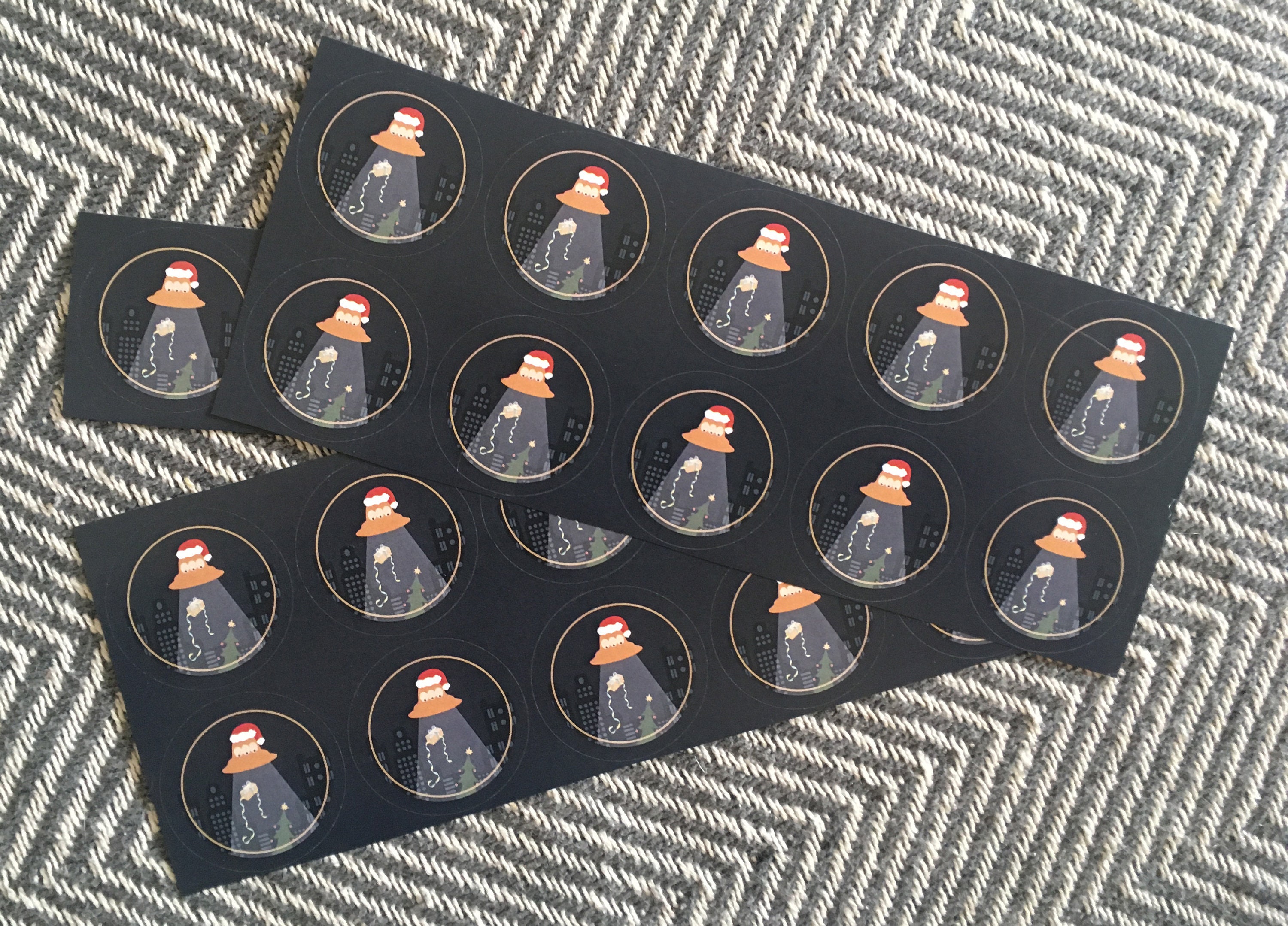 Alien Christmas Stickers for Wrapping / Sealing / Decorating Presents ...