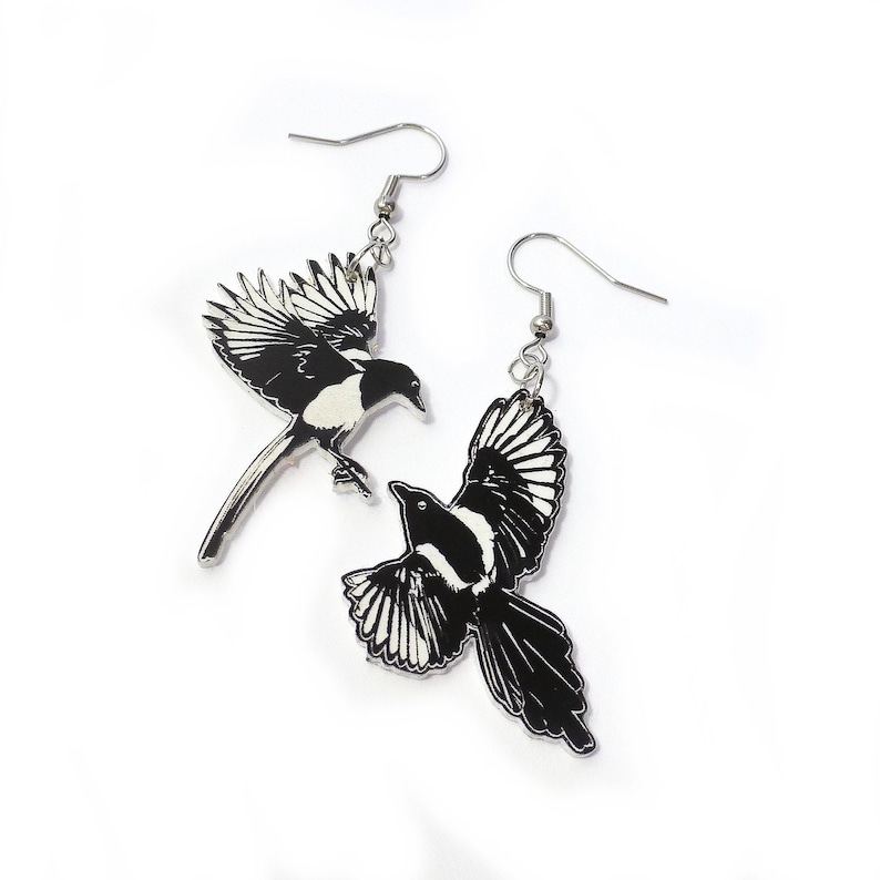 Magpie Earrings, Two for Joy, Two Magpies Mismatched Earrings, Gift for ...