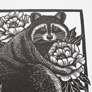 Raccoon Lino Print, Linocut, Relief Print, Hand Printed, Limited ...