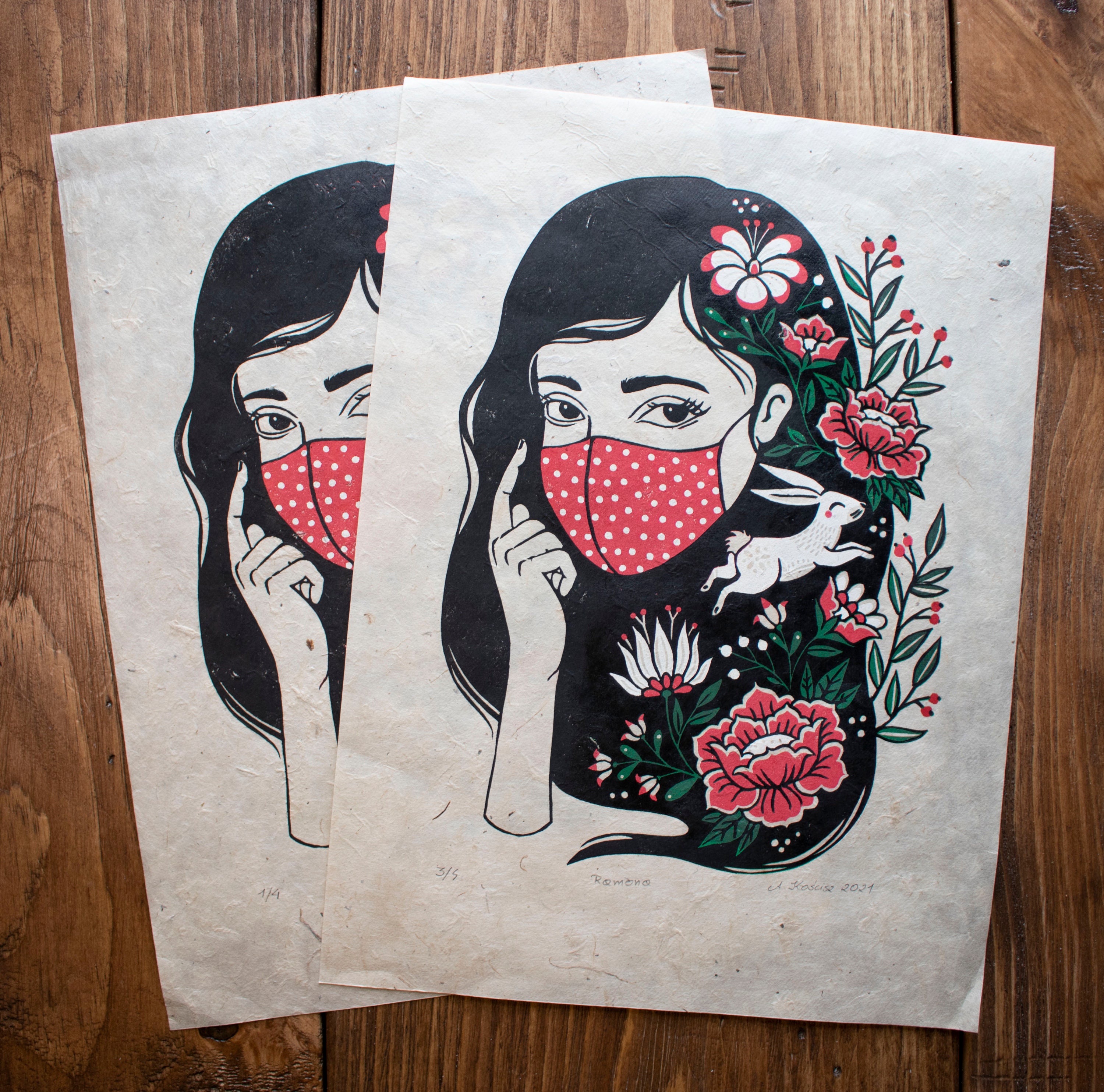 Ramona Lino Print, Folklore Art, Original Reduction, Limited Edition ...