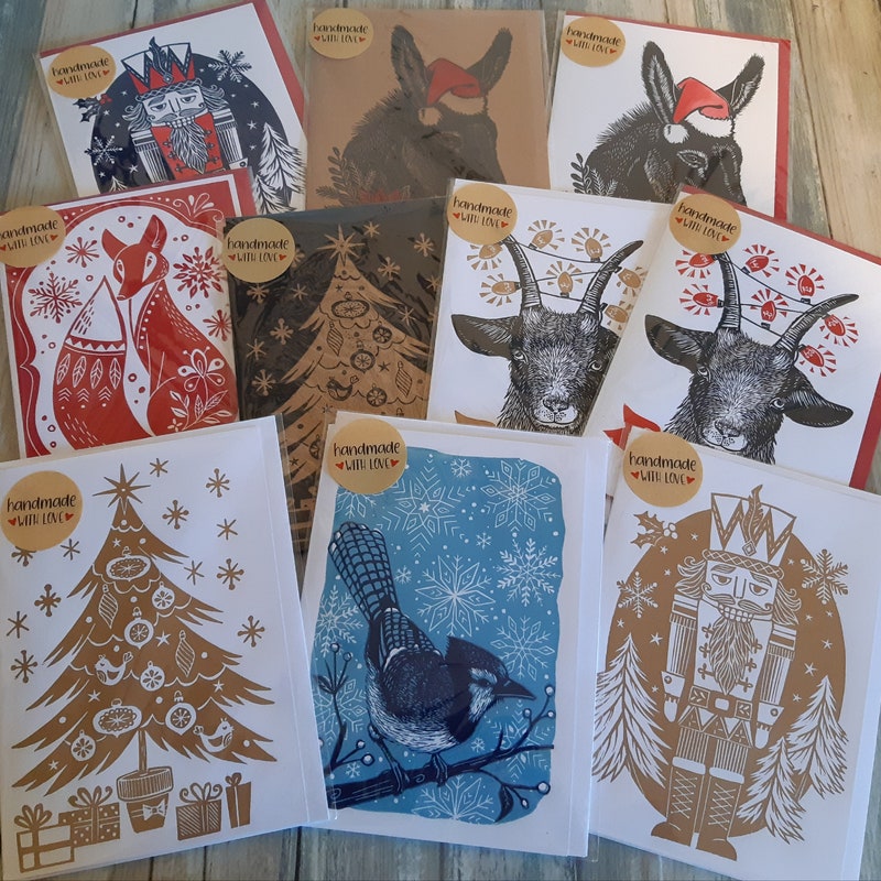 Linocut Christmas - Etsy