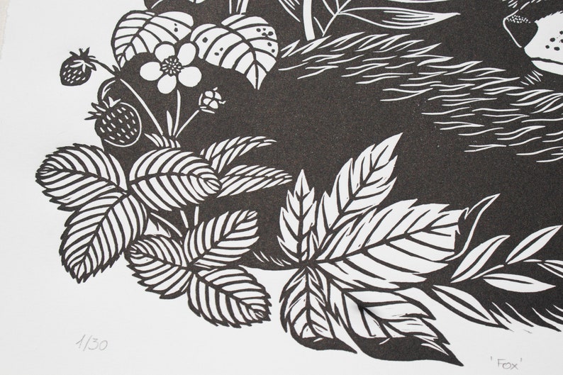 Fox Linocut Print: Original Hand-printed Relief Art (14.75x11) - Etsy