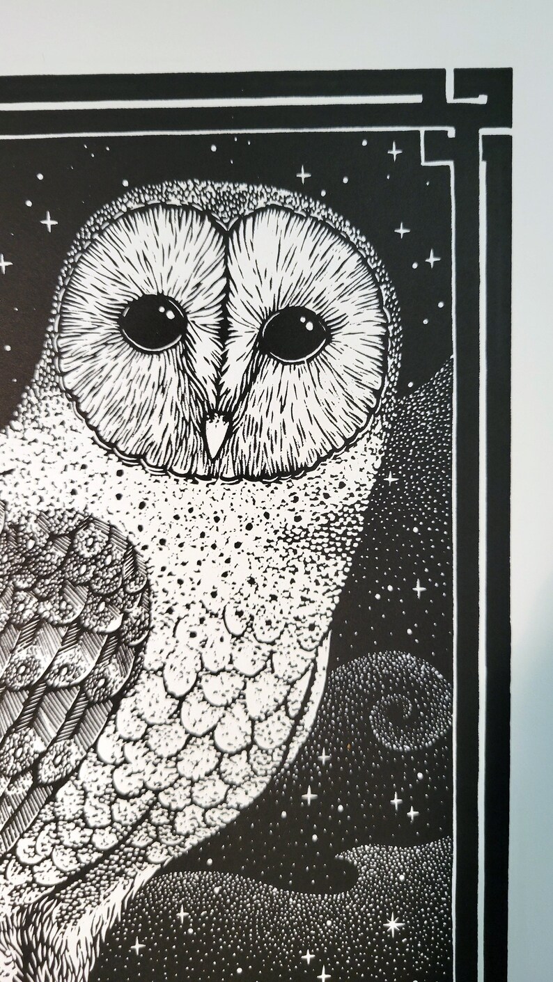 Midnight Owl Lino Print Relief Print Hand Printed Signed - Etsy Canada