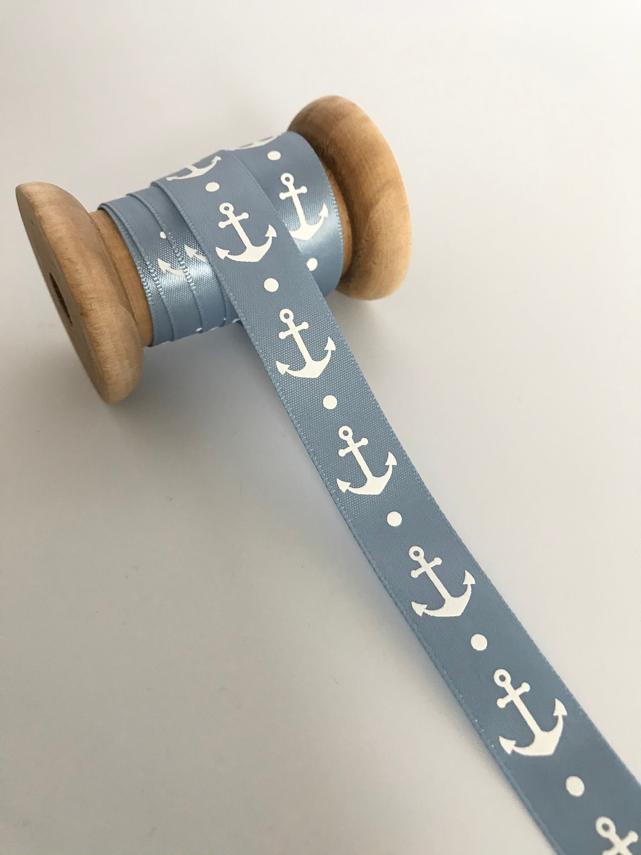 Satin Nautical/Sailing Anchor Ribbon 16mm width priced per | Etsy