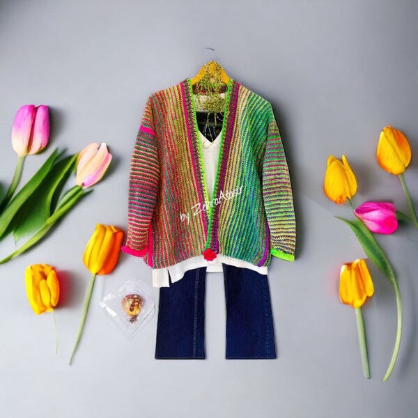 Neon Knit Cardigan - Etsy
