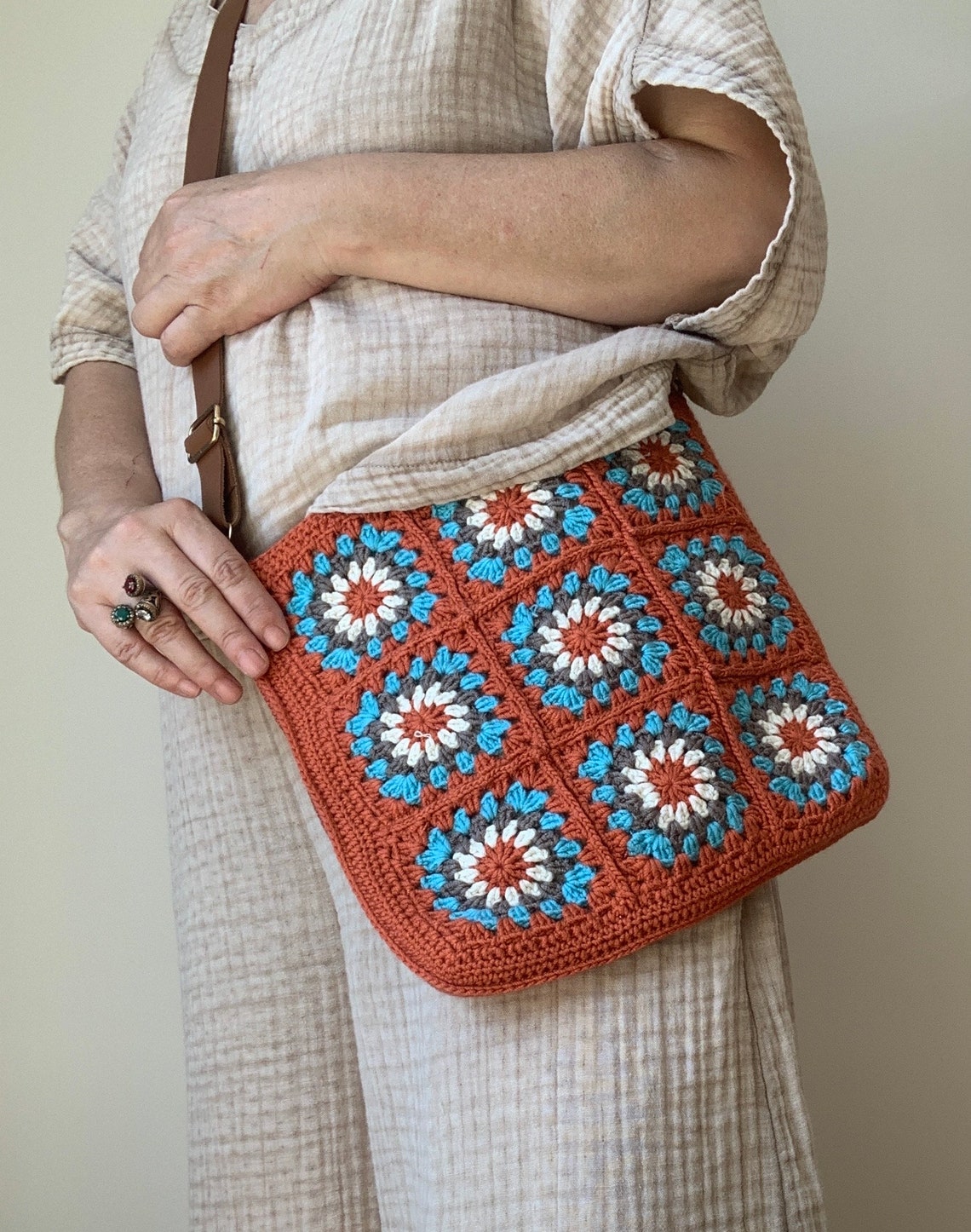 Granny Spuare Bag. Crochet Grey Tote Bag. Color Cotton With Lining. - Etsy