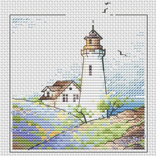 Lighthouse With Lavender Cross Stitch Pattern Sea View Cross - Etsy