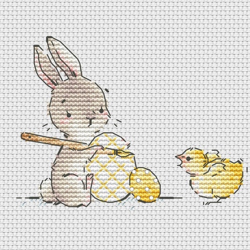 Easter Bunny Cross Stitch Pattern Bunny Painting Easter Egg - Etsy