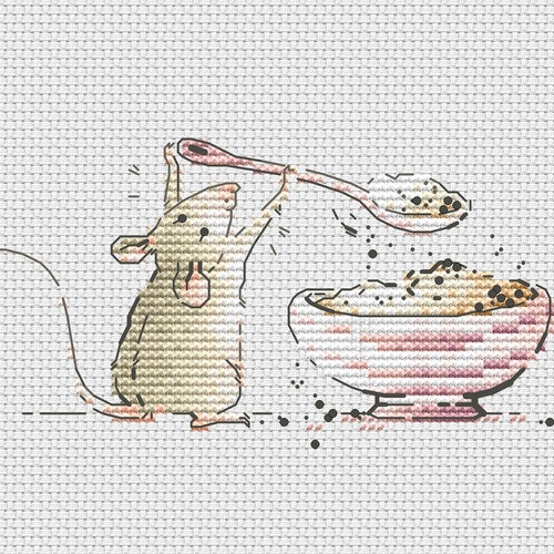 Spoon of Sugar Cross Stitch Pattern Mouse in the Kitchen Cross - Etsy