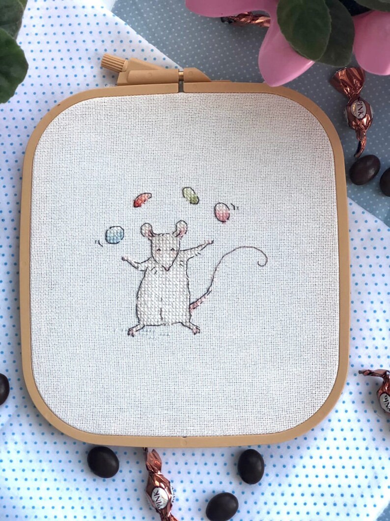 Mice With Candies Set of Cross Stitch Patterns Funny Mouse - Etsy