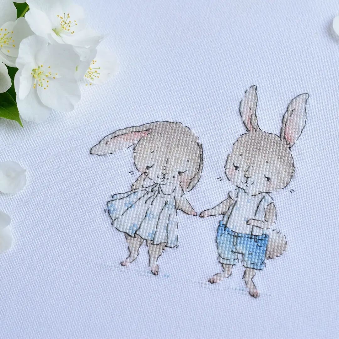 Two Cute Bunnies Cross Stitch Pattern - Etsy