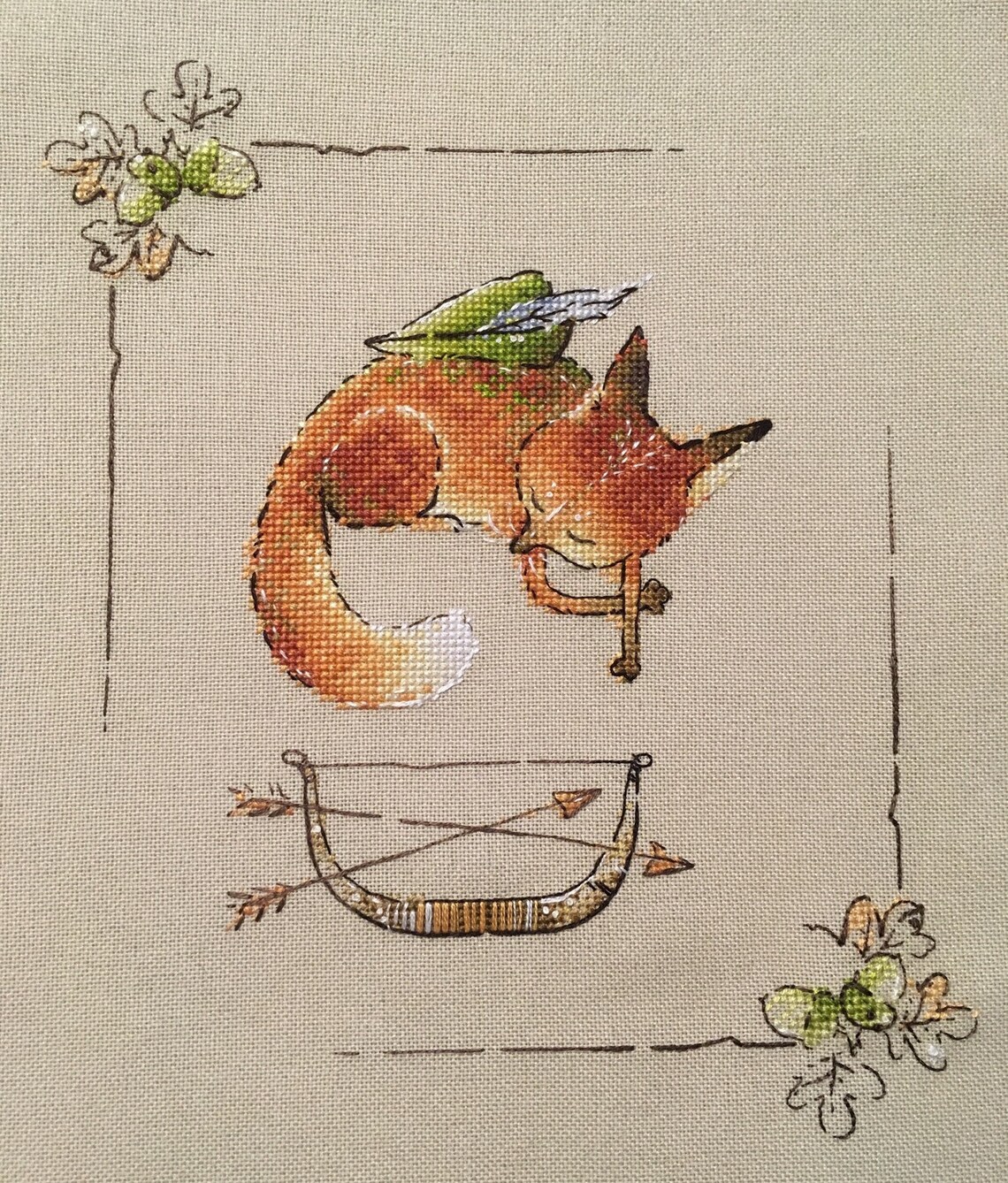 Fox Robin Hood Cross Stitch Pattern Sleeping Fox Cross Stitch Forest ...