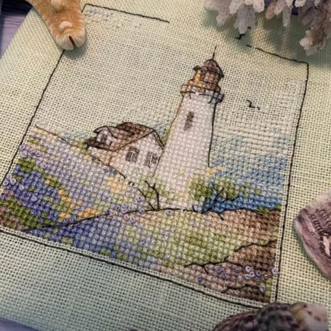 Lavender Lighthouse Cross Stitch Pattern Ukraine Digital - Etsy