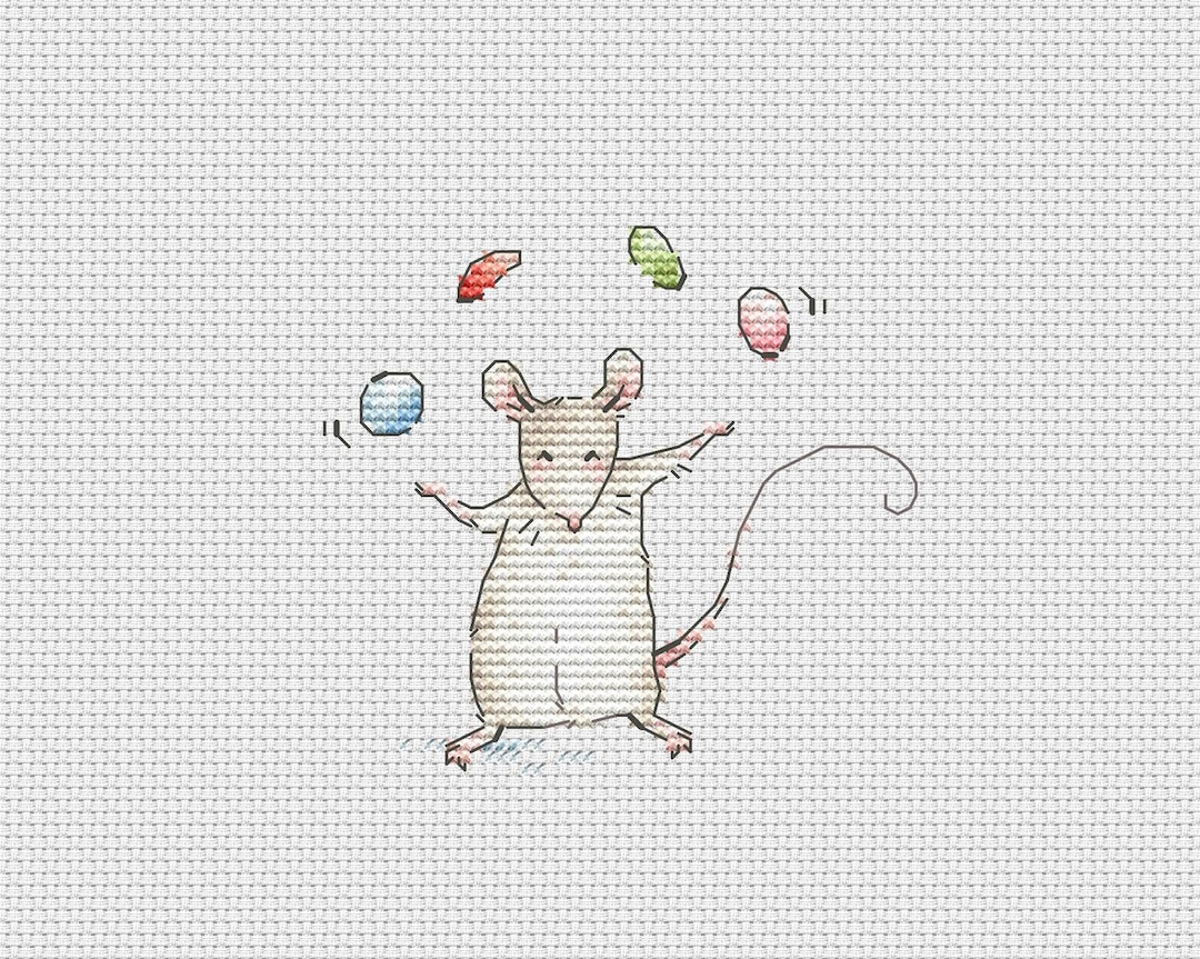 Juggler Cross Stitch Pattern Cute Mouse Cross Stitch Ukraine Digital ...