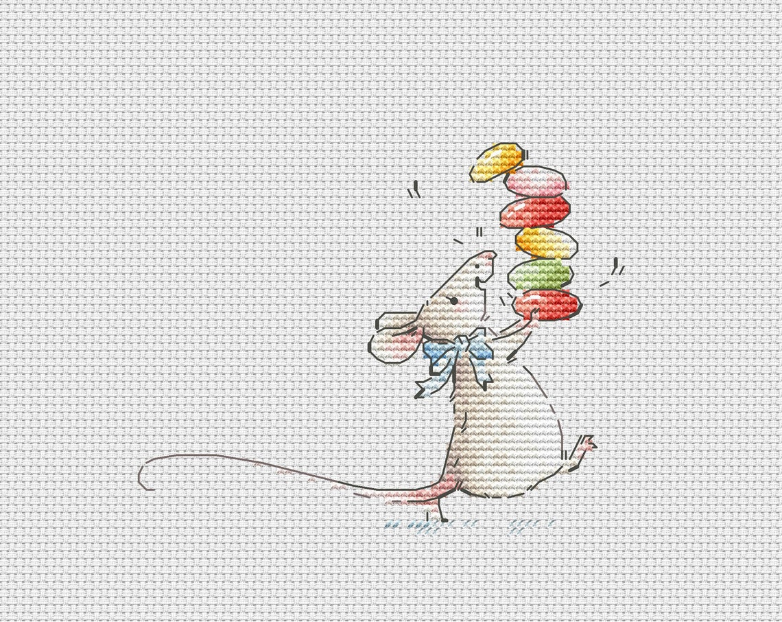 Mice With Candies Set of Cross Stitch Patterns Funny Mouse - Etsy