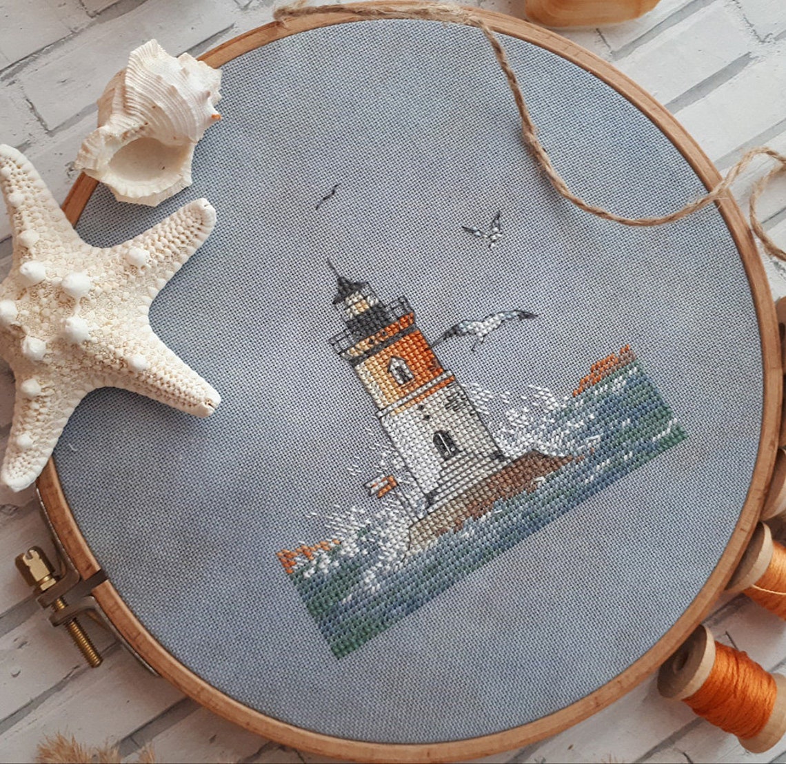 Stormy Sea Cross Stitch Pattern Lighthouse Cross Stitch | Etsy