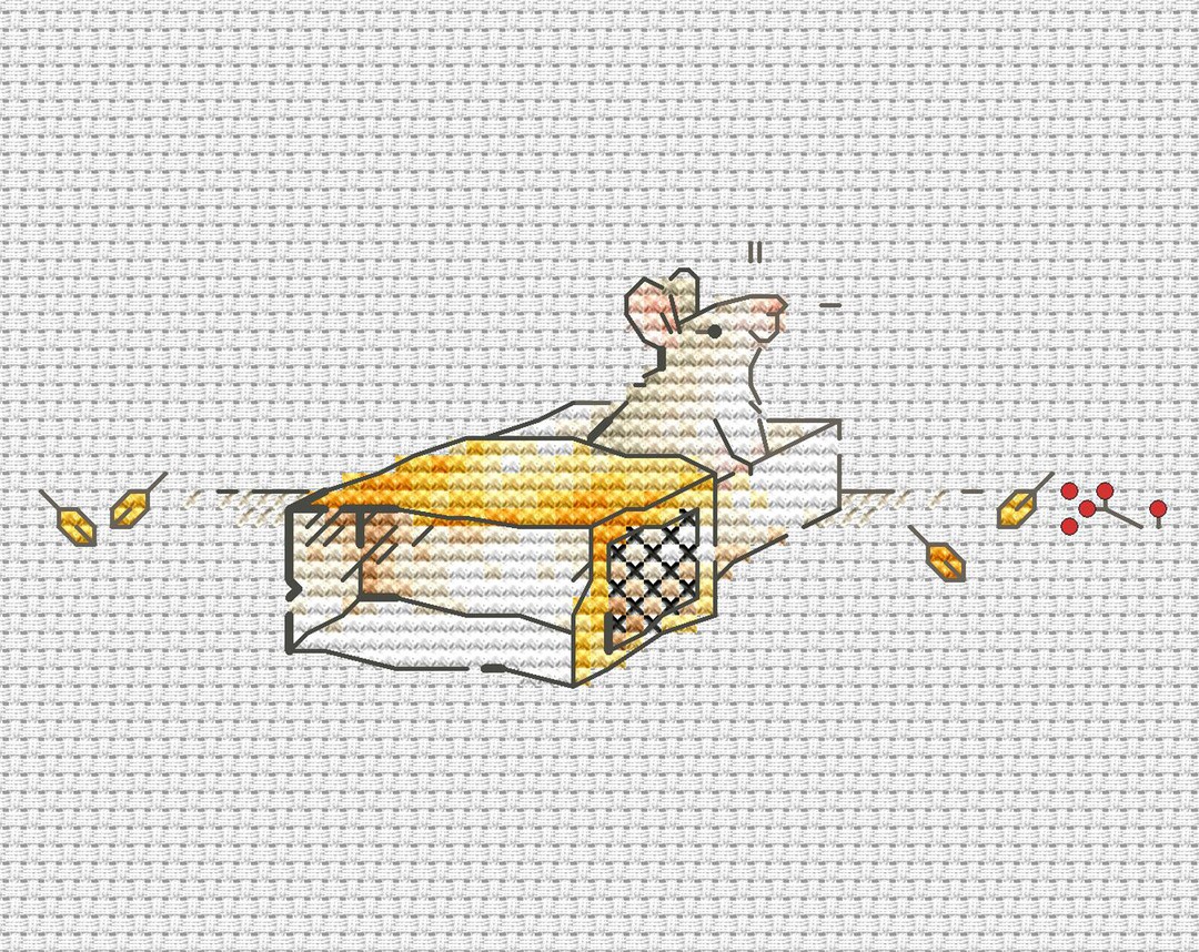Mouse in the Matchbox Cross Stitch Pattern Cute Baby Mouse Cross Stitch ...