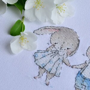 Two Cute Bunnies Cross Stitch Pattern - Etsy