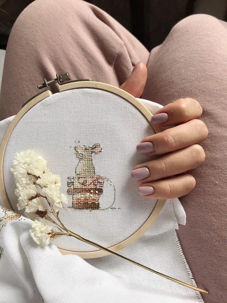 Cute Little Mouse Cross Stitch Patterm Happy Mouse With Candy - Etsy