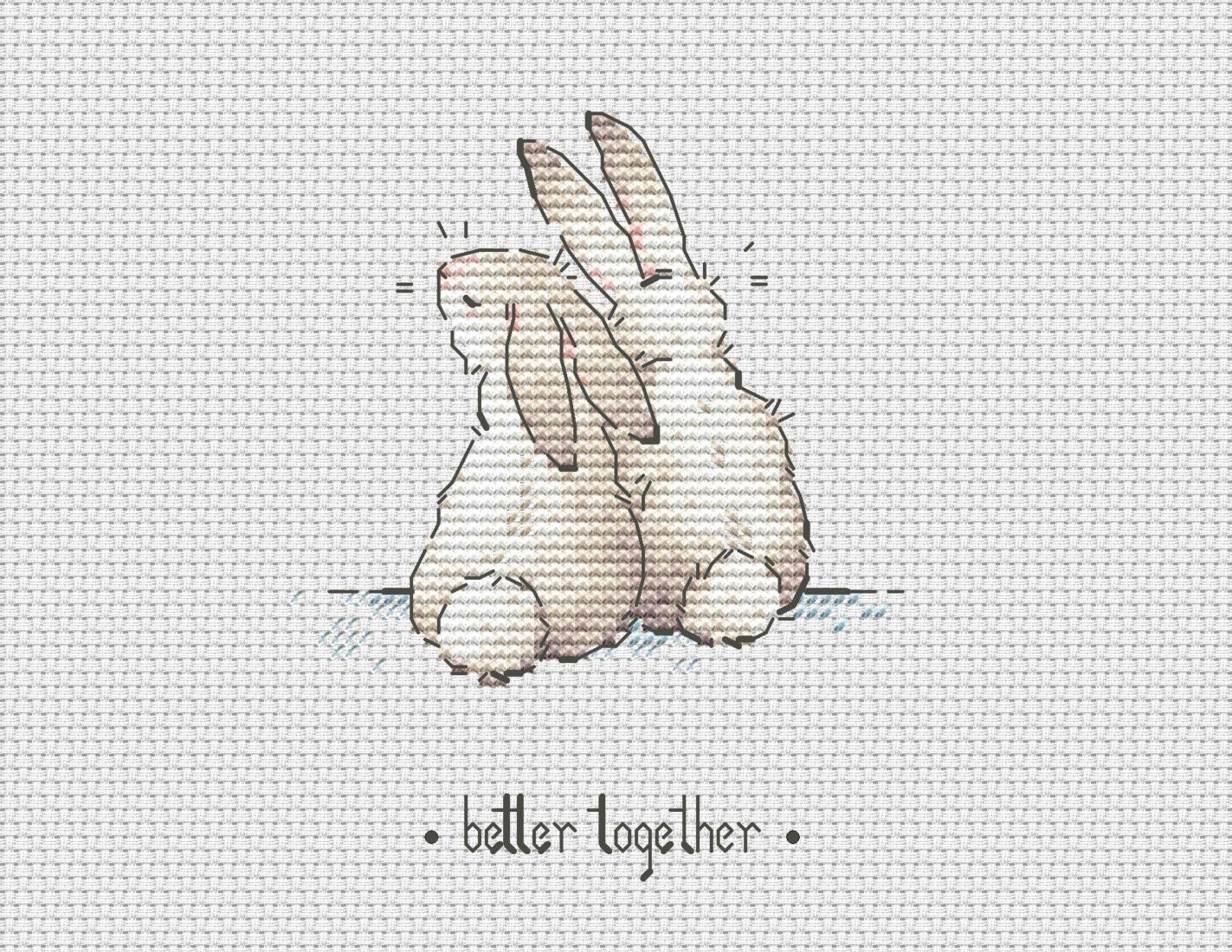 Two Bunnies Cross Stitch Pattern Better Together Cross Stitch | Etsy