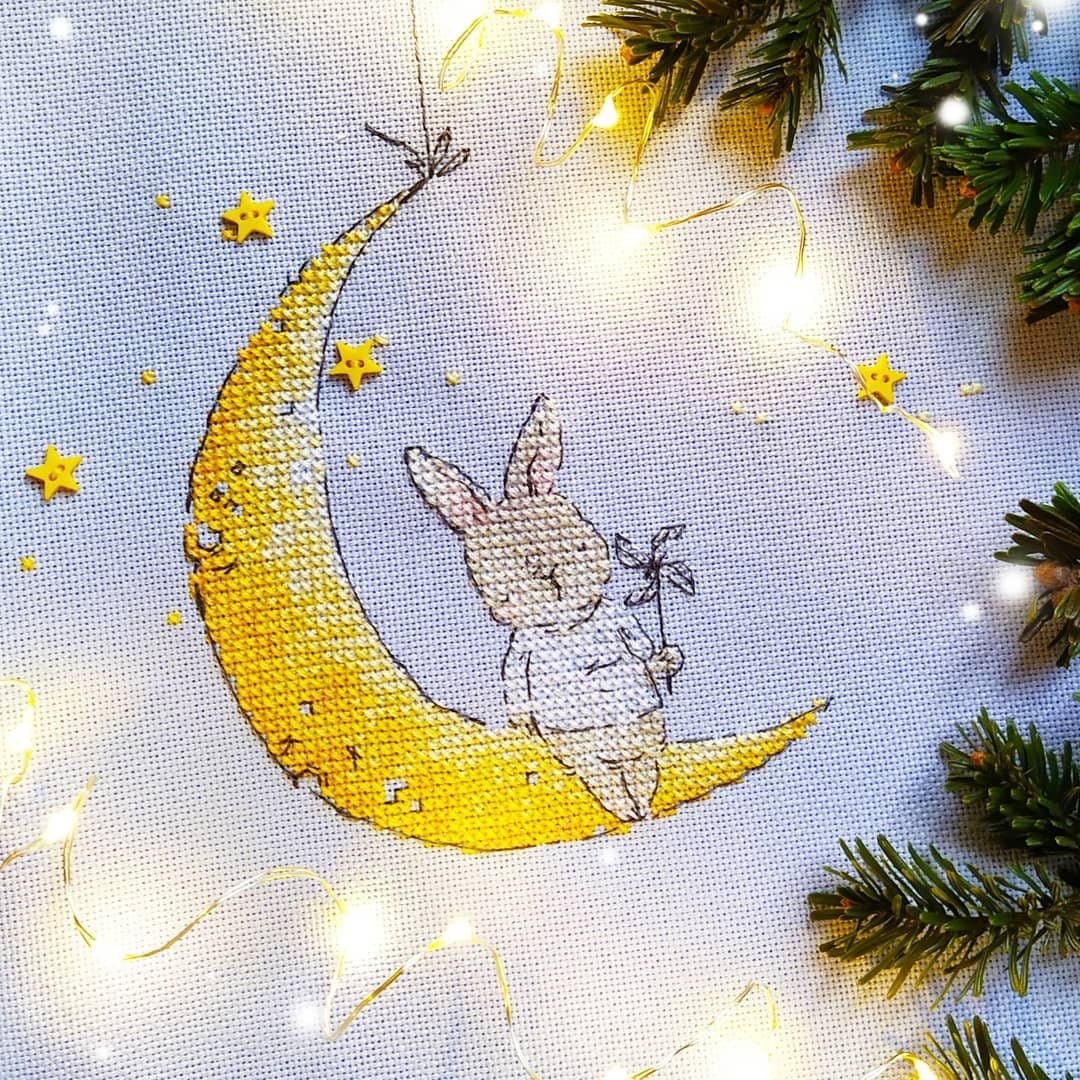 Bunny With Pinwheel Cross Stitch Pattern Gift for Newborn - Etsy