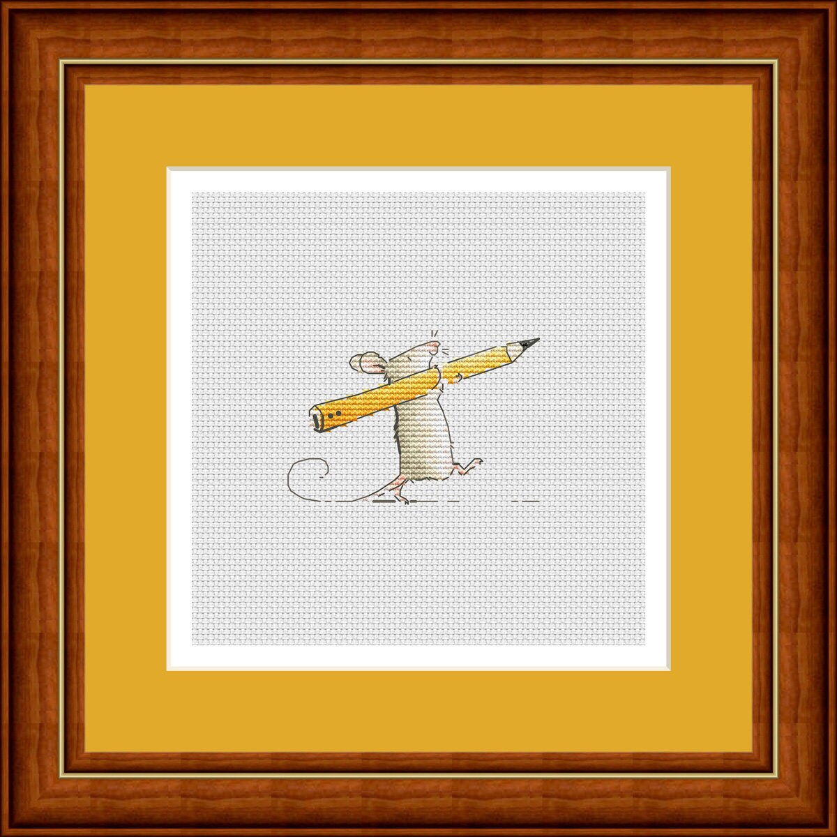 Mouse With Pencil Cross Stitch Pattern Cute White Mouse Cross - Etsy