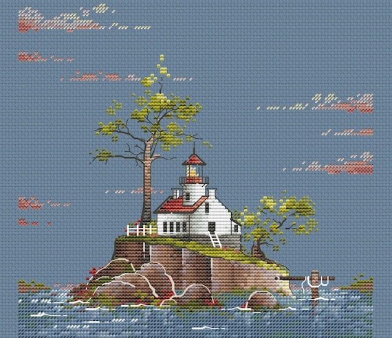 Secluded Lighthouse cross stitch pattern lighthouse on the | Etsy