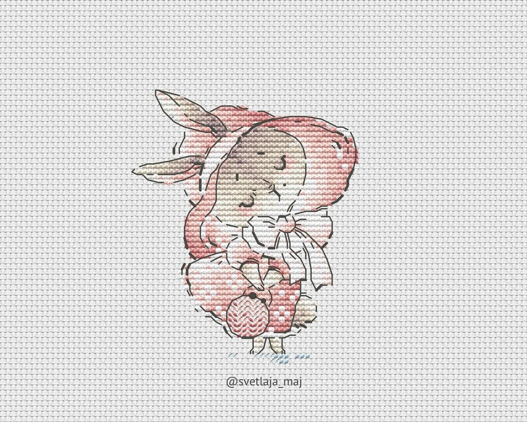 Bunny in Pink Dress Cross Stitch Pattern - Etsy