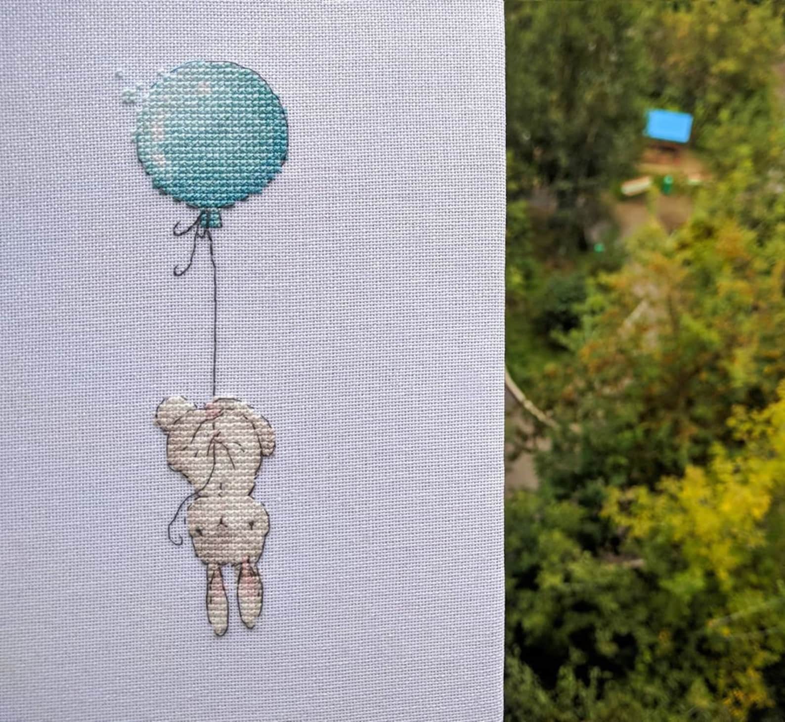 Cross Stitch Pattern Baby Boy Cross Stitch Bunny With Balloon - Etsy