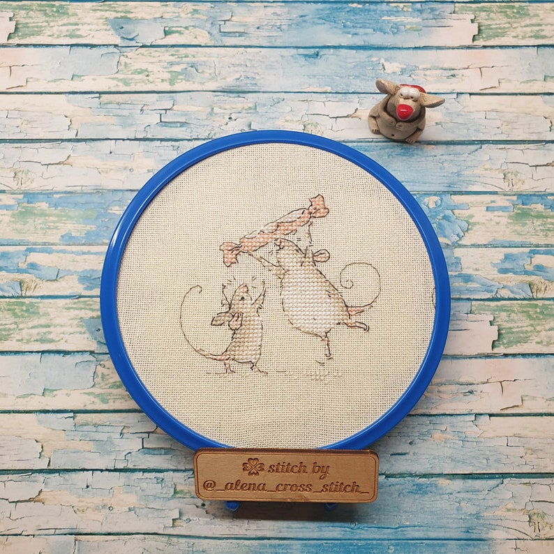 Mice With Candy Cross Stitch Pattern Two Cute Mice Cross - Etsy