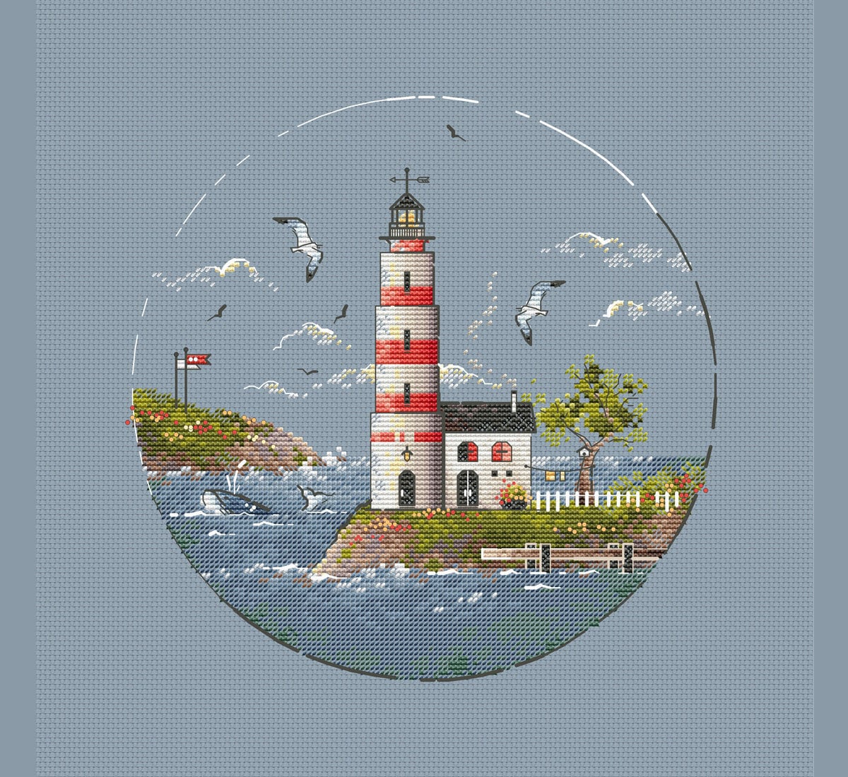 Striped Lighthouse Cross Stitch Pattern Sea Landscape Cross - Etsy