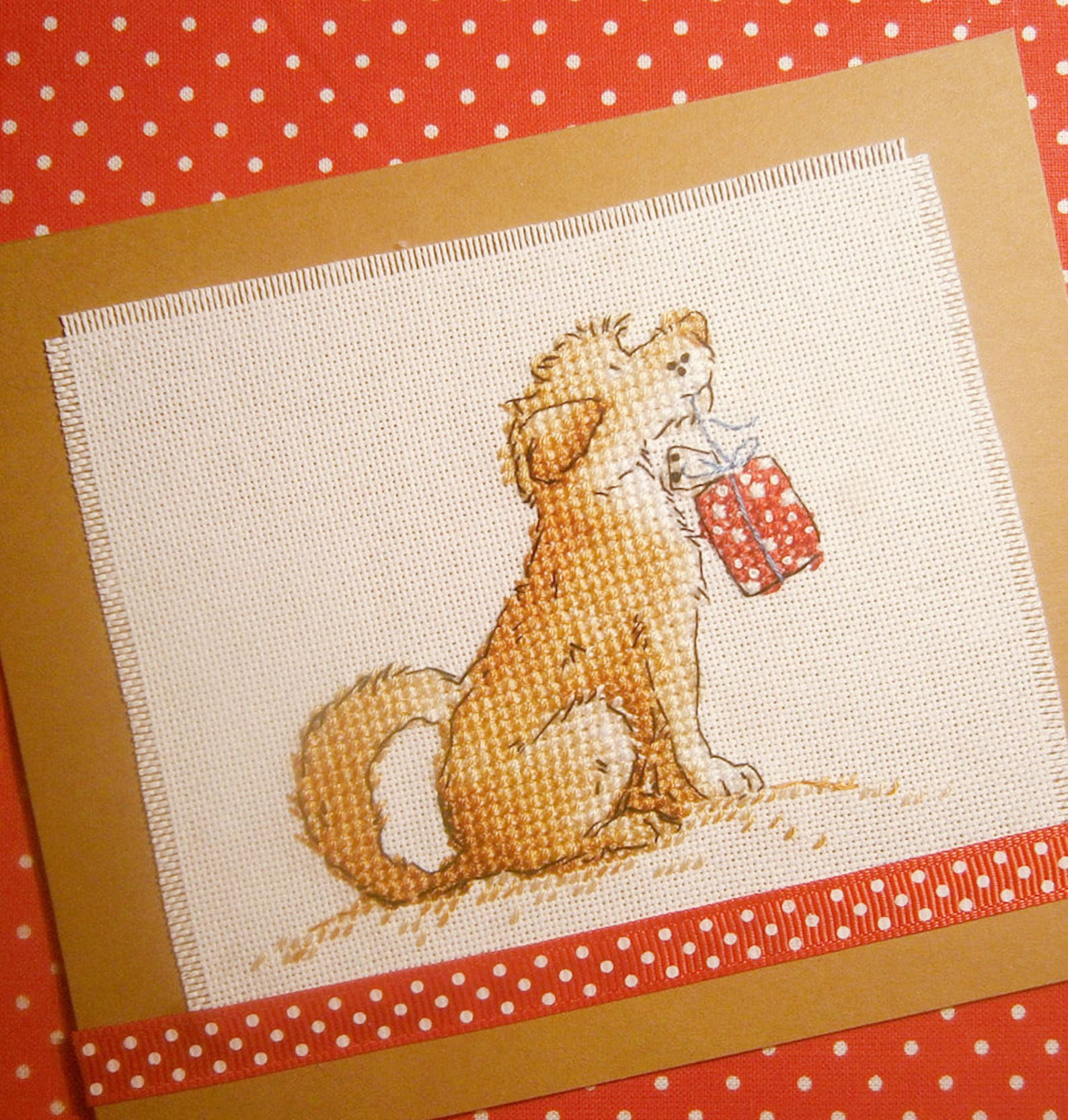 Dog Cross Stitch Pattern Dog With Gift Christmas Cross Stitch - Etsy