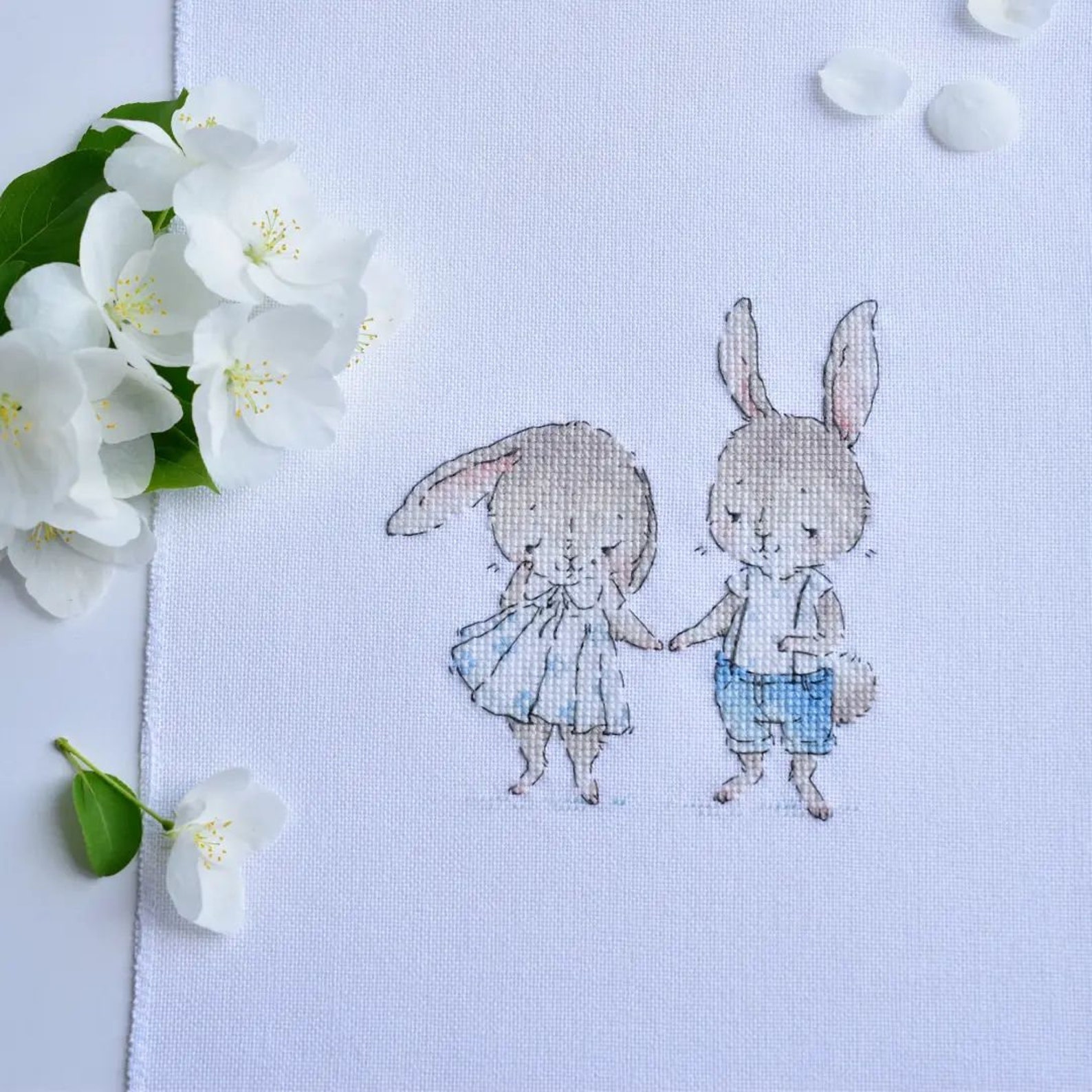 Two Cute Bunnies Cross Stitch Pattern - Etsy