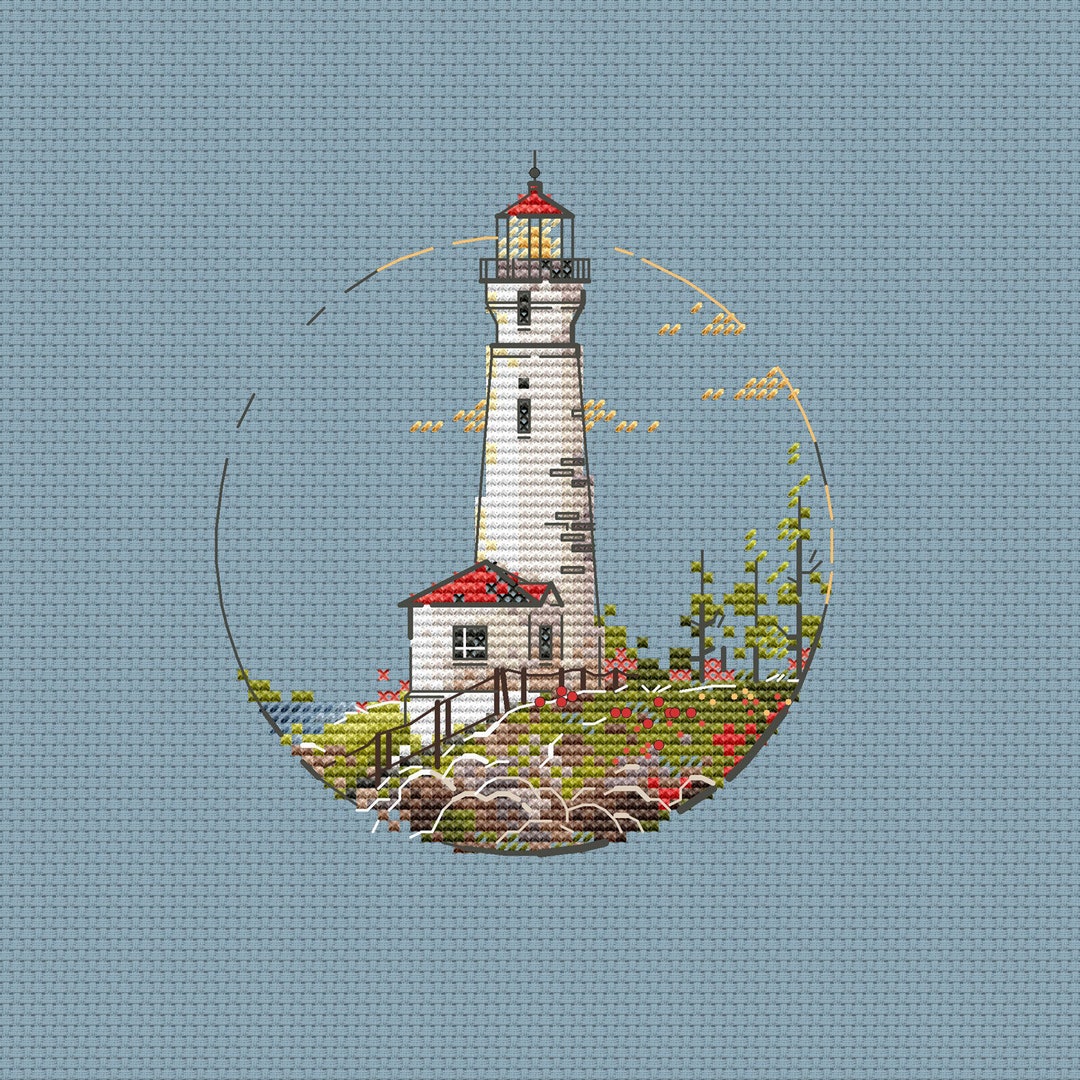 Spring Lighthouse Cross Stitch Pattern Lighthouse View Cross Stitch ...