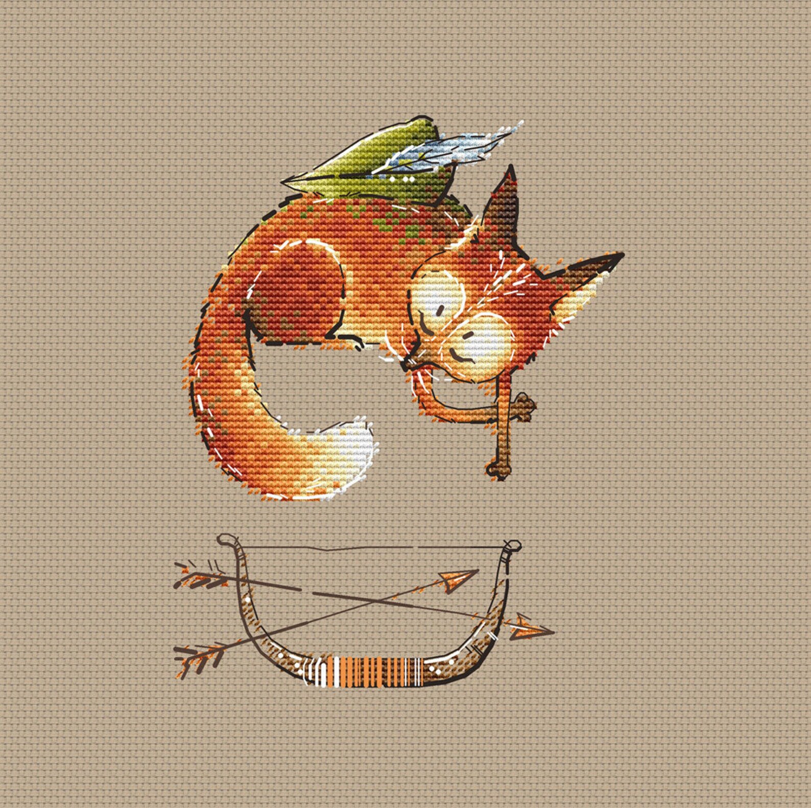 Sleeping Fox Cross Stitch Pattern Robin Hood Fox cross stitch | Etsy