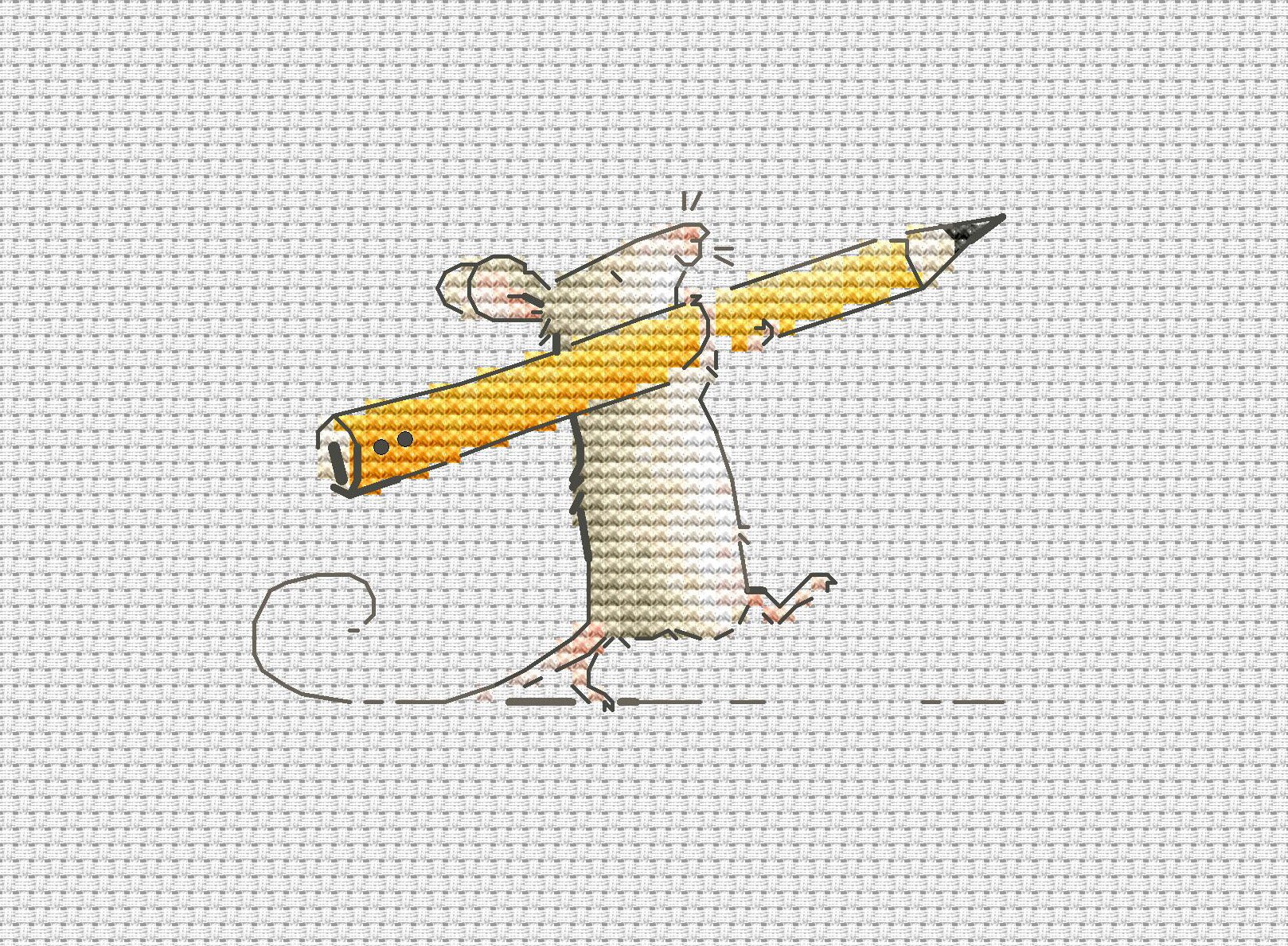 Mouse With Pencil Cross Stitch Pattern Cute White Mouse Cross - Etsy