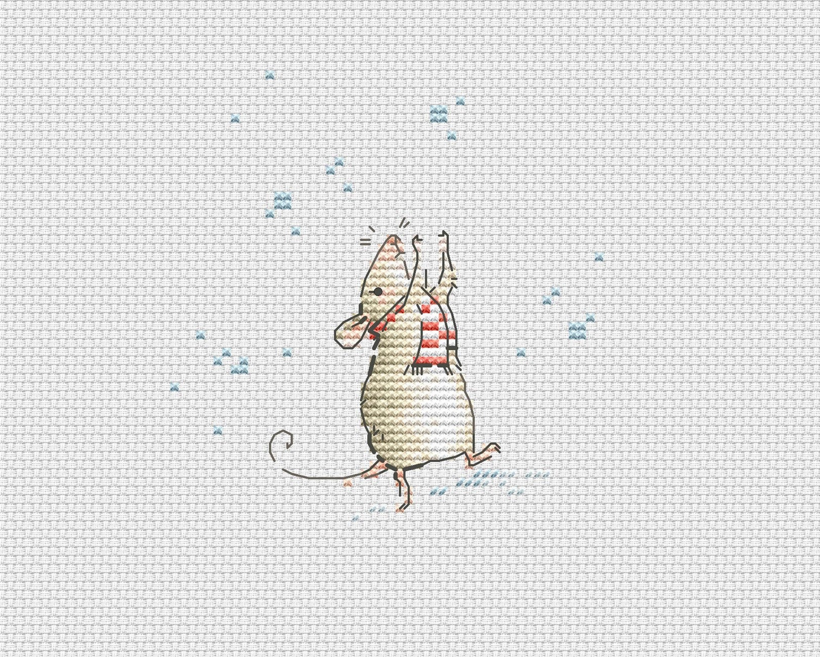 Mouse in the Snow Cross Stitch Pattern Cute Mouse Pattern Winter Fun ...