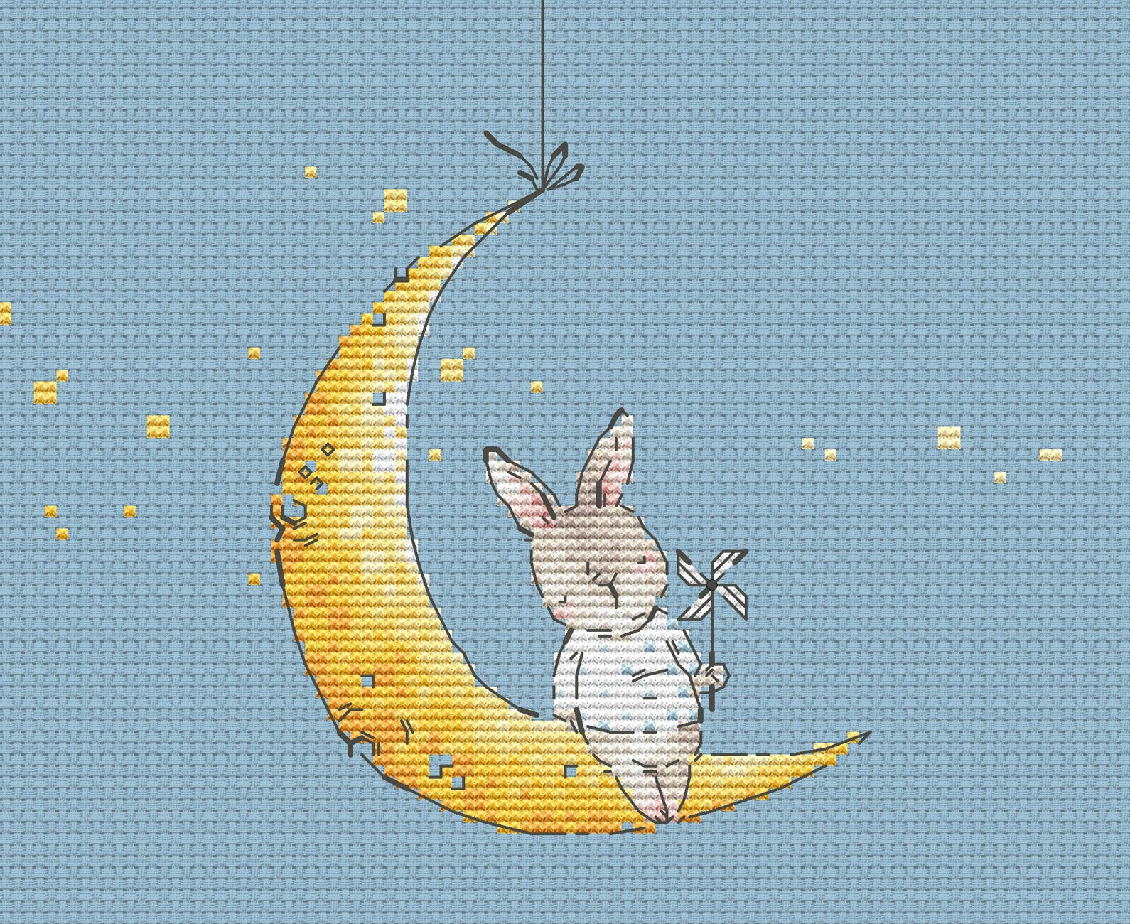 Bunny With Pinwheel Cross Stitch Pattern Gift for Newborn - Etsy