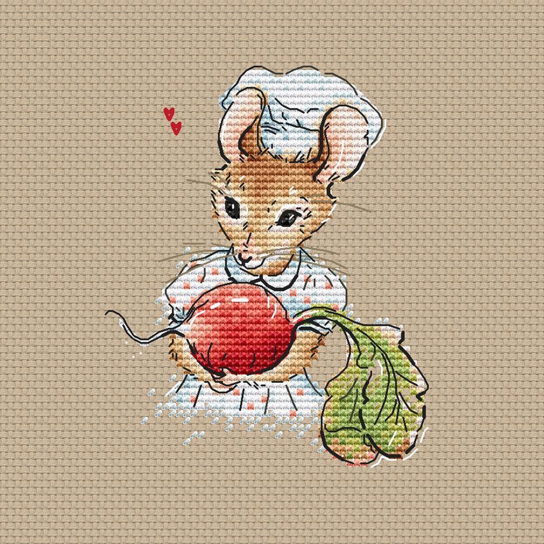Mouse Cook With Red Radish Cross Stitch Pattern Printable PDF File ...