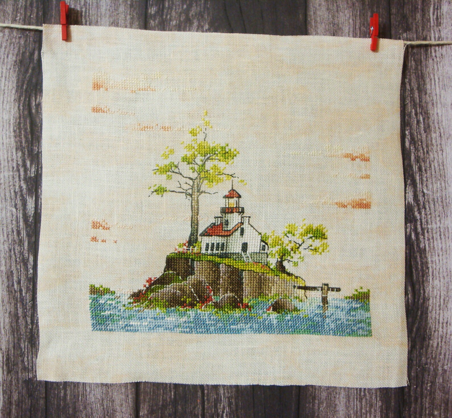 Secluded Lighthouse Cross Stitch Pattern Lighthouse on the Rock Cross ...