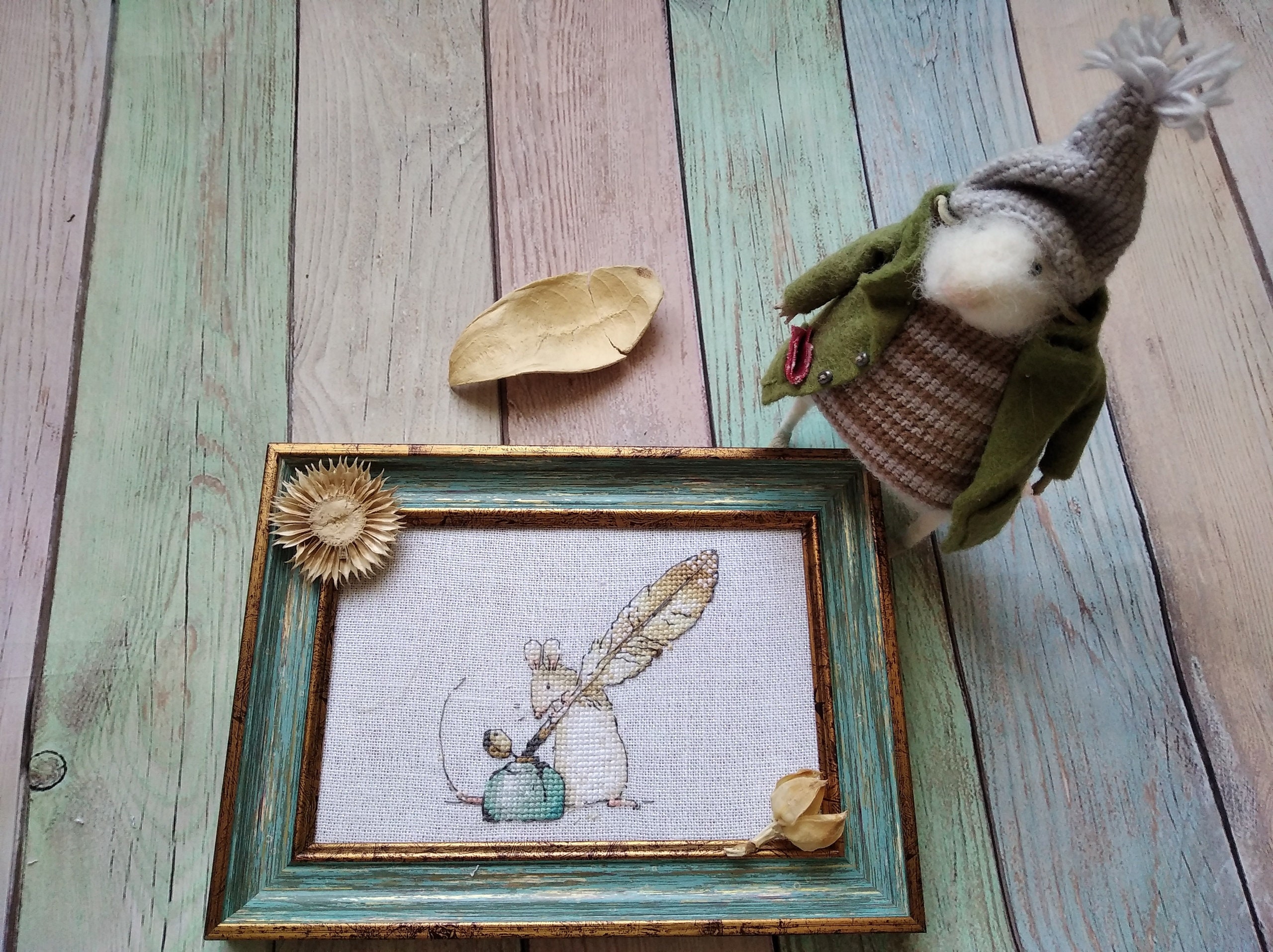 Mouse With Quill Pen Cross Stitch Pattern Cute Little Mouse - Etsy