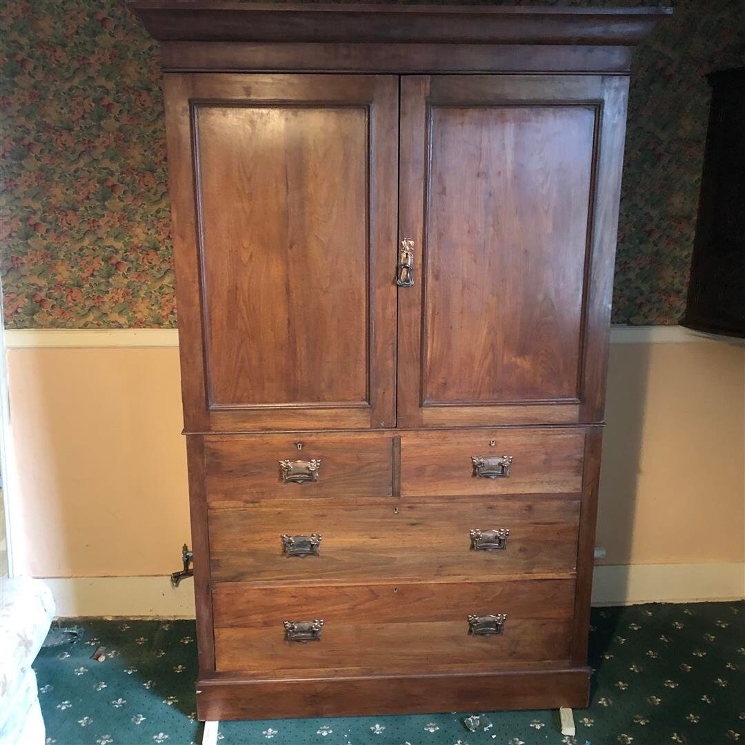 Antique Linen Press Wardrobe With Chest of Drawers Base 1910s - Etsy UK
