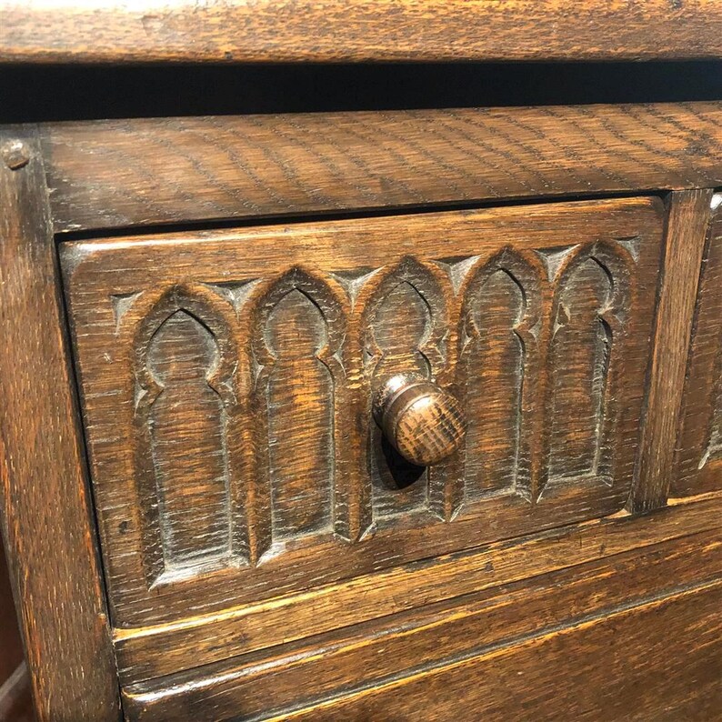 Vintage Oak Tall Narrow Chest of Drawers in Medieval Style - Etsy UK