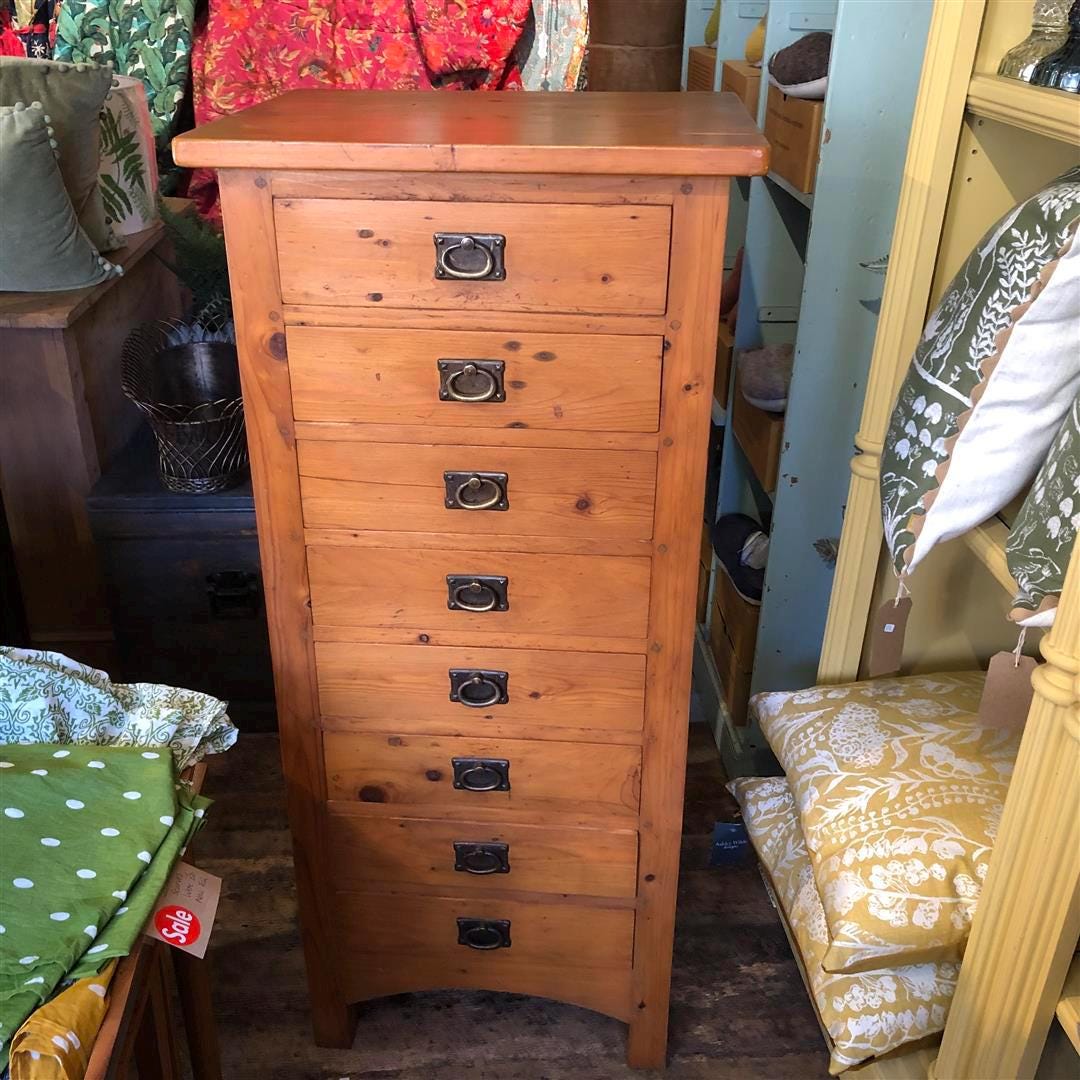 Tall Pine Narrow Chest of Drawers Tallboy - Etsy UK