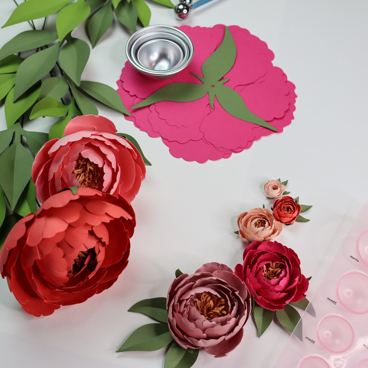 Ball Peony Paper Flower Tutorial SVG PDF PNG Digital Files - Etsy